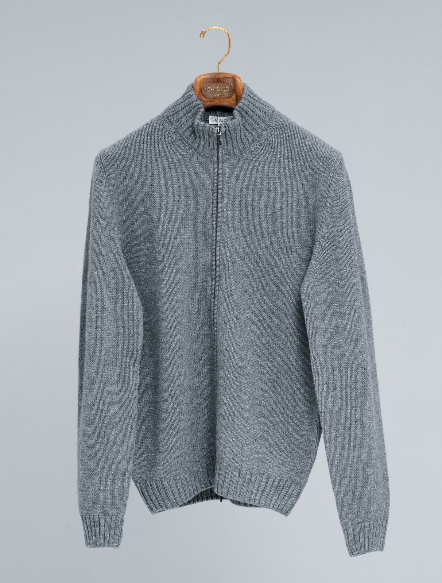 Wool Cashmere Full-Zip Sweater Grey | Uomo | Gabucci