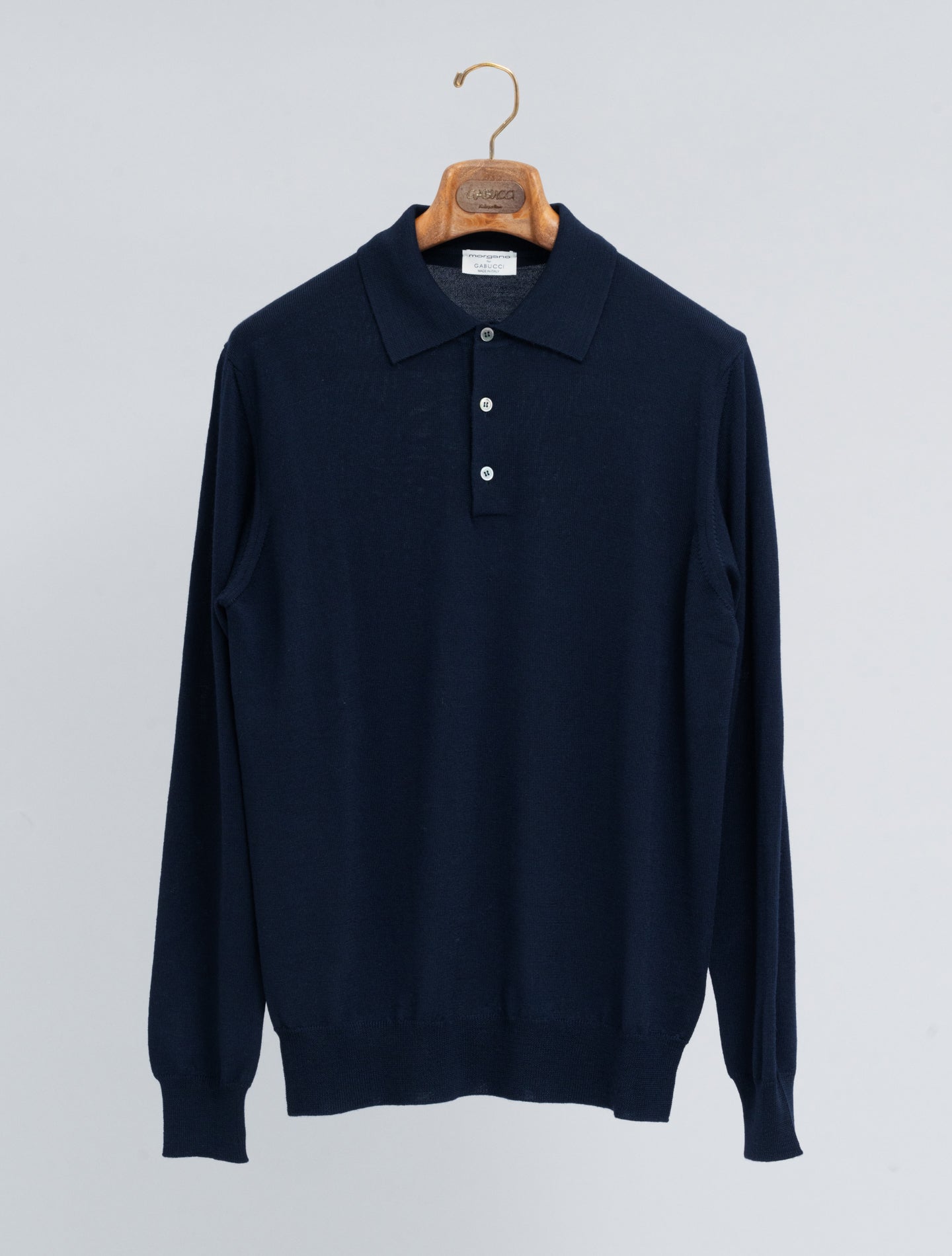 Merino Wool Polo Shirt Navy | Morgano Knitwear | Gabucci