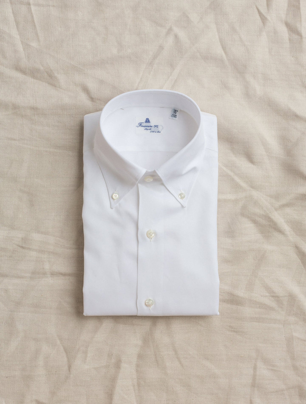 Lucio 170 Button Down Twill Shirt White