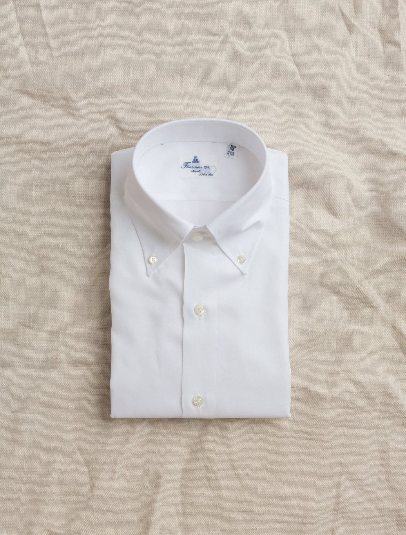 Lucio 170 Button Down Twill Shirt White